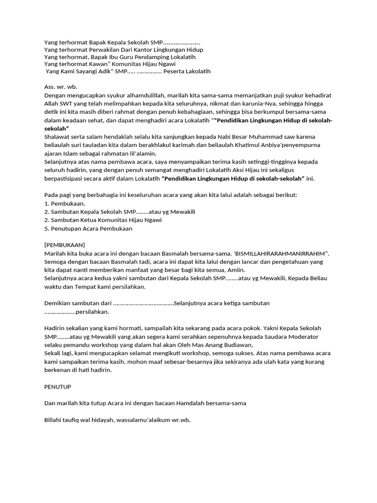 Yang Terhormat Bapak Kepala Sekolah SMP | PDF