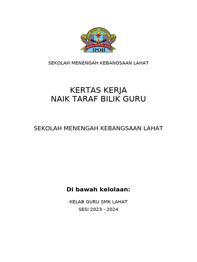 Kertas Kerja Naik Taraf Bilik Guru | PDF
