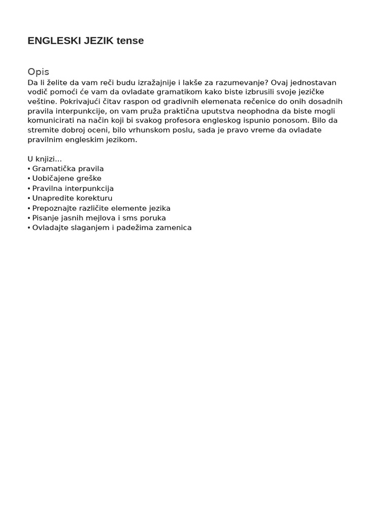 Engleski Present Simple Tense | PDF