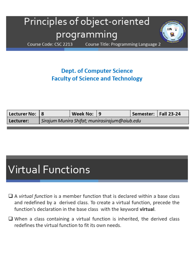 PL2 Lecture 8.3-Multiple Inheritance | PDF | Inheritance (Object Oriented Programming) | Class ...
