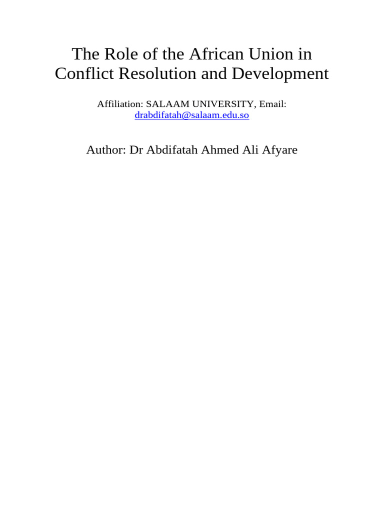 African Union's Role in Conflict Resolution | PDF | African Union ...