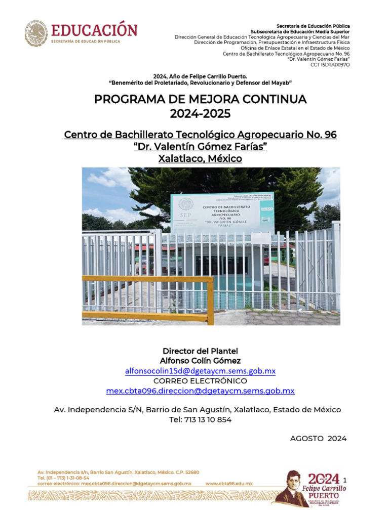 Cbta 96 P.M.C. 2024 - 2025 | PDF | Enseñando | Plan de estudios