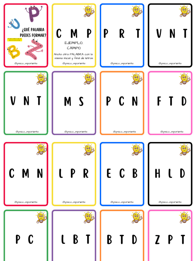 Formando Palabras con Letras Dadas | PDF