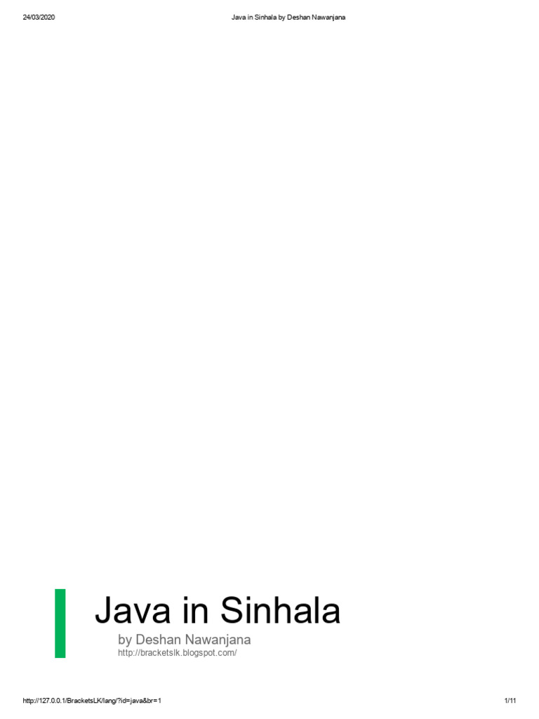 Java in Sinhala by Deshan Nawanjana | PDF