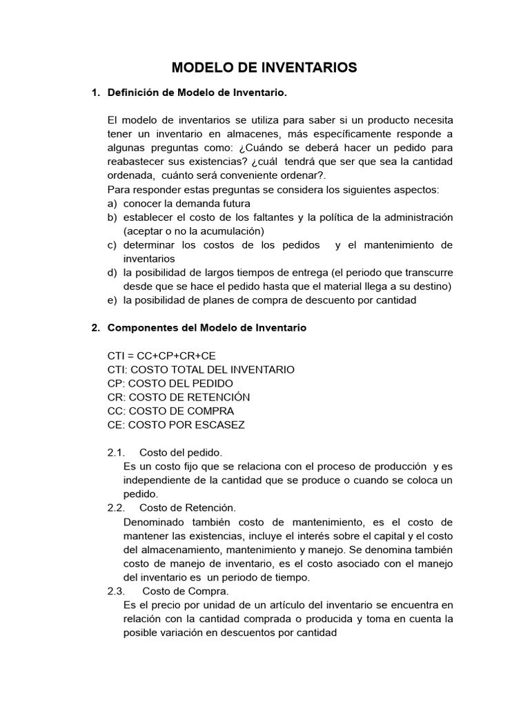 Modelo de Inventarios | PDF | Economias | Ciencias económicas
