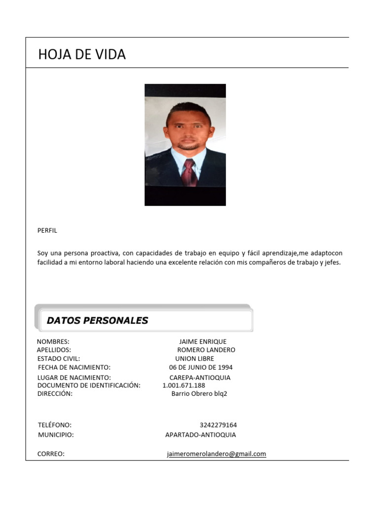 Hoja de Vida Jaime Romero. 2025docx | PDF