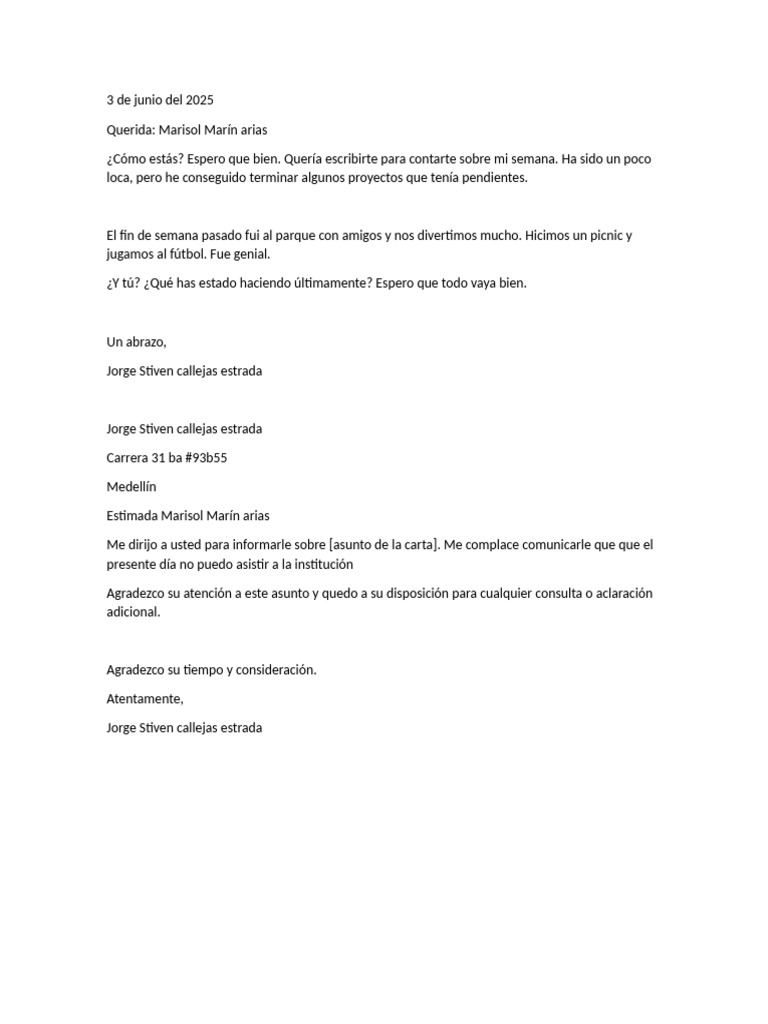 Carta Informal y Formal | PDF