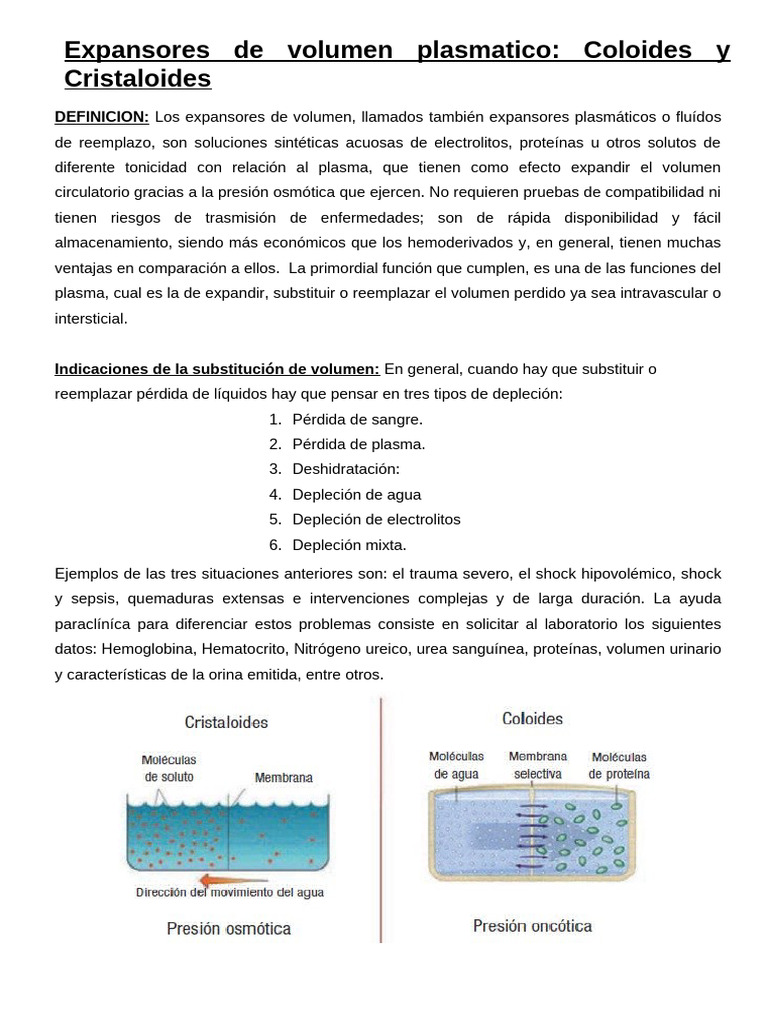 Expansores de Volumen Plasmático | PDF | Especialidades Medicas