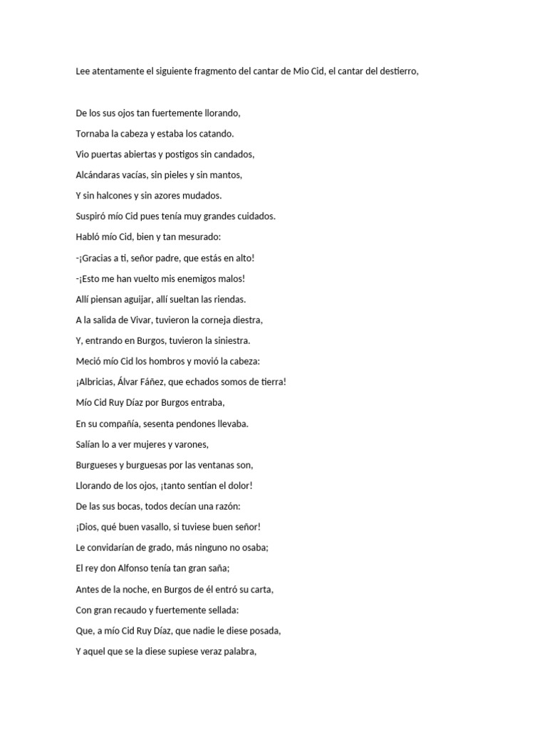 Fragmento Poema Mio Cid | PDF