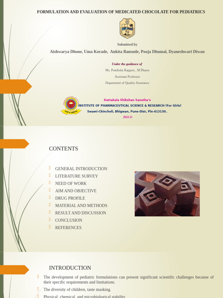 Formulation and Evaluation of Medicated Chocolate | PDF | Chocolate ...