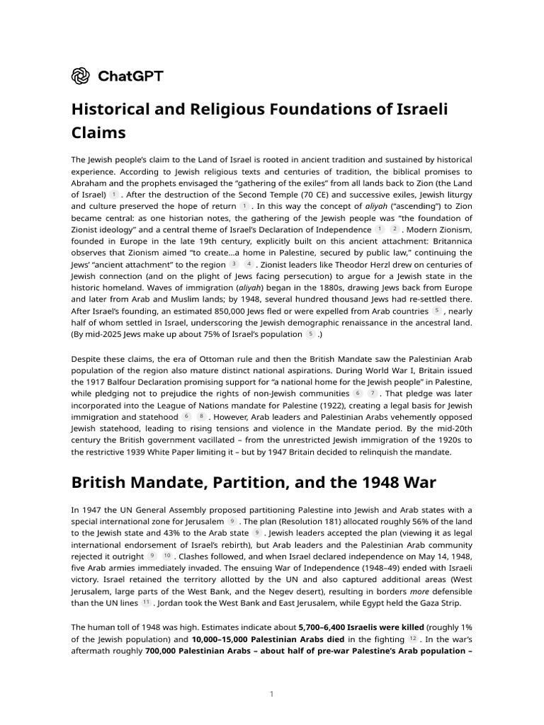 Historical and Religious Foundations of Israeli Claims | PDF | Israel ...