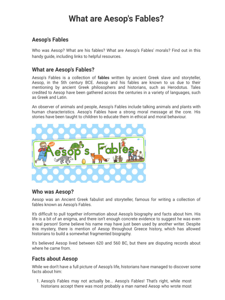 Aesop's Fables: Morals and Stories | PDF | Aesop | Fable