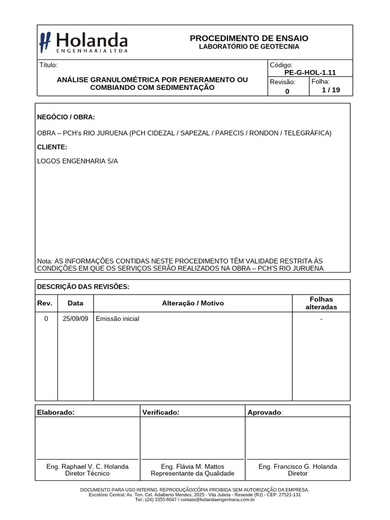 PE-G-HOL-1.11 R0 - Análise Granulométrica Por Peneiramento Ou Combiando ...