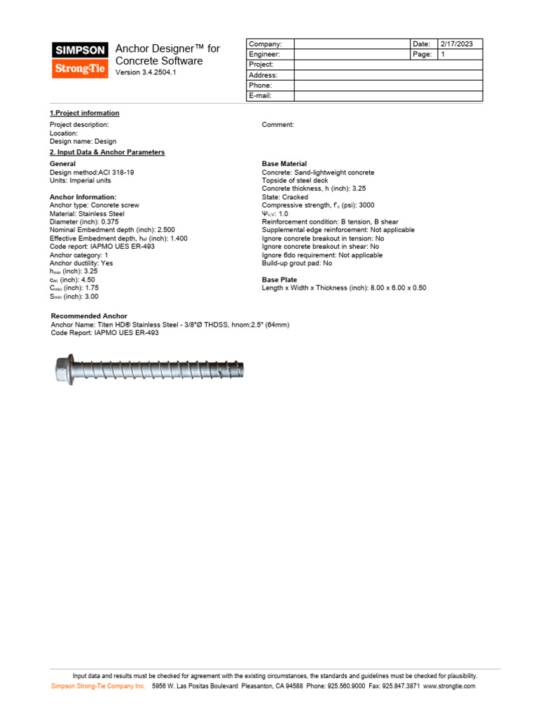 Simpson - Titen HD Anchors at Top of Metal Deck Concrete Infill - C80 ...