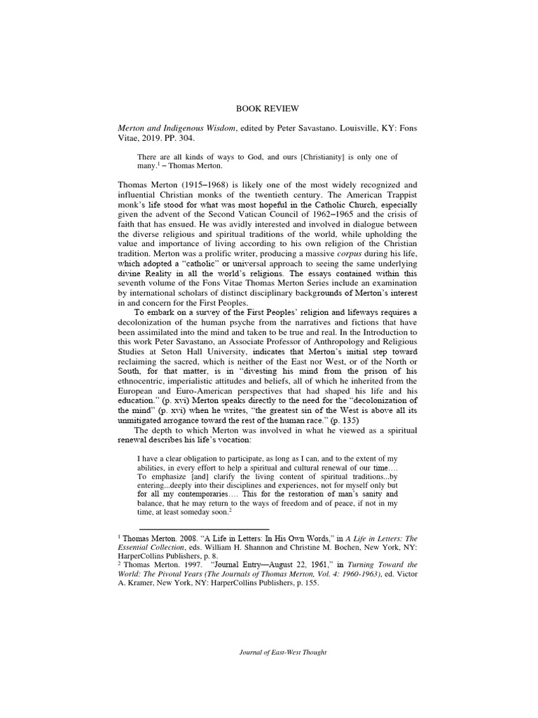 Book Review Merton and Indigenous Wisdom | PDF | Faith