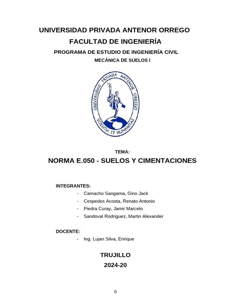 Informe Norma E.050 | PDF | Fundación (Ingeniería) | Fundación profunda