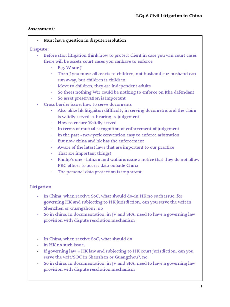 (2024 Done) LG5+6 - Civil Litigation China Practice | PDF | Evidence ...