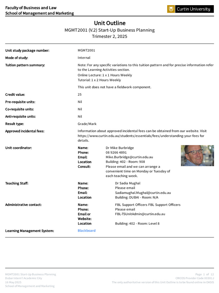 MGMT2001 Start-Up Business Planning Guide | PDF | Academic Integrity ...