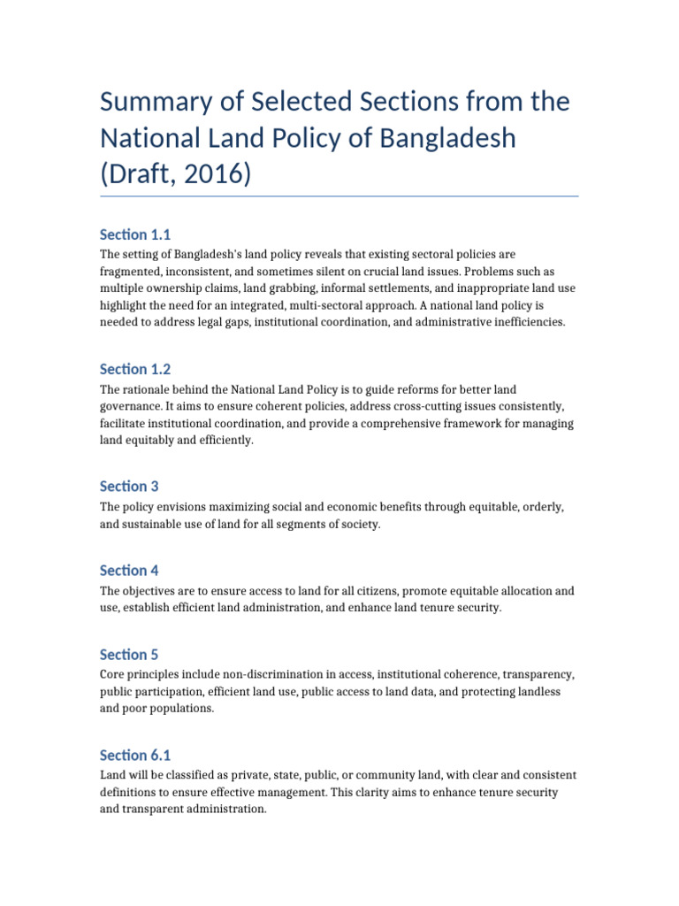 National Land Policy Summary Report | PDF | Governance | Policy