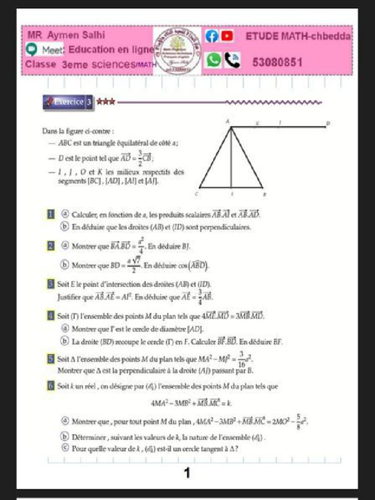 Produit Scalaire Ex Corr | PDF