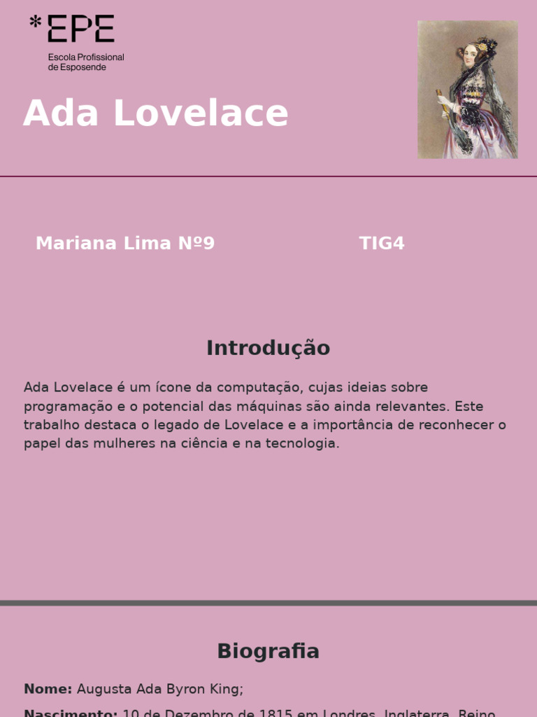 Ada Lovelace | PDF | Inteligência artificial | Inteligência Artificial ...