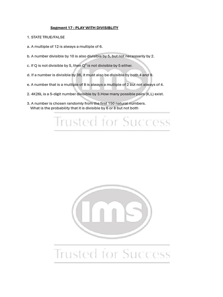 Ims Gujarat Math Reboot l5 HW | PDF