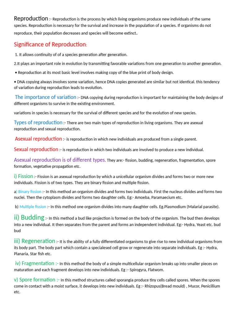 Notes of CHP How Do Organisms Reproduce | PDF | Sexual Reproduction ...