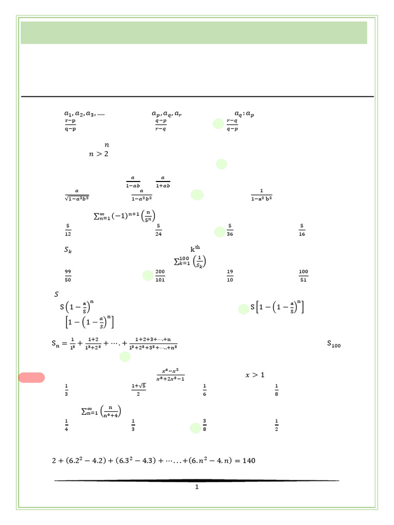 C25 MATH Practice Sheet - Sequence and Series | PDF | Mean | Mathematical Objects