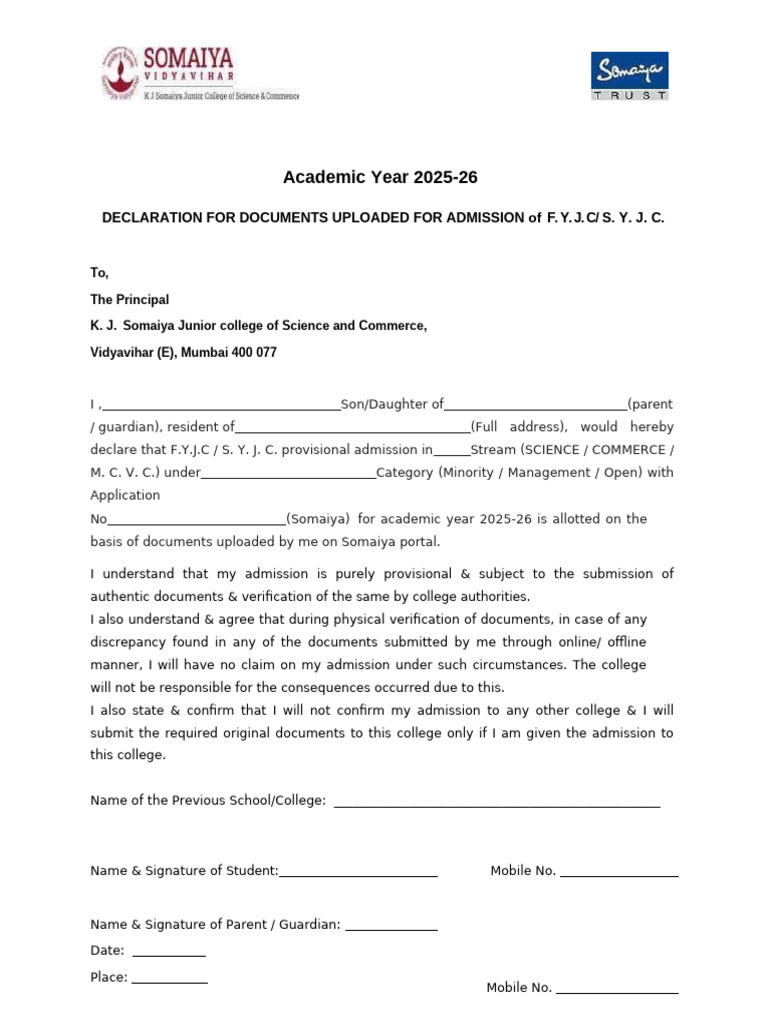 Undertaking Form | PDF