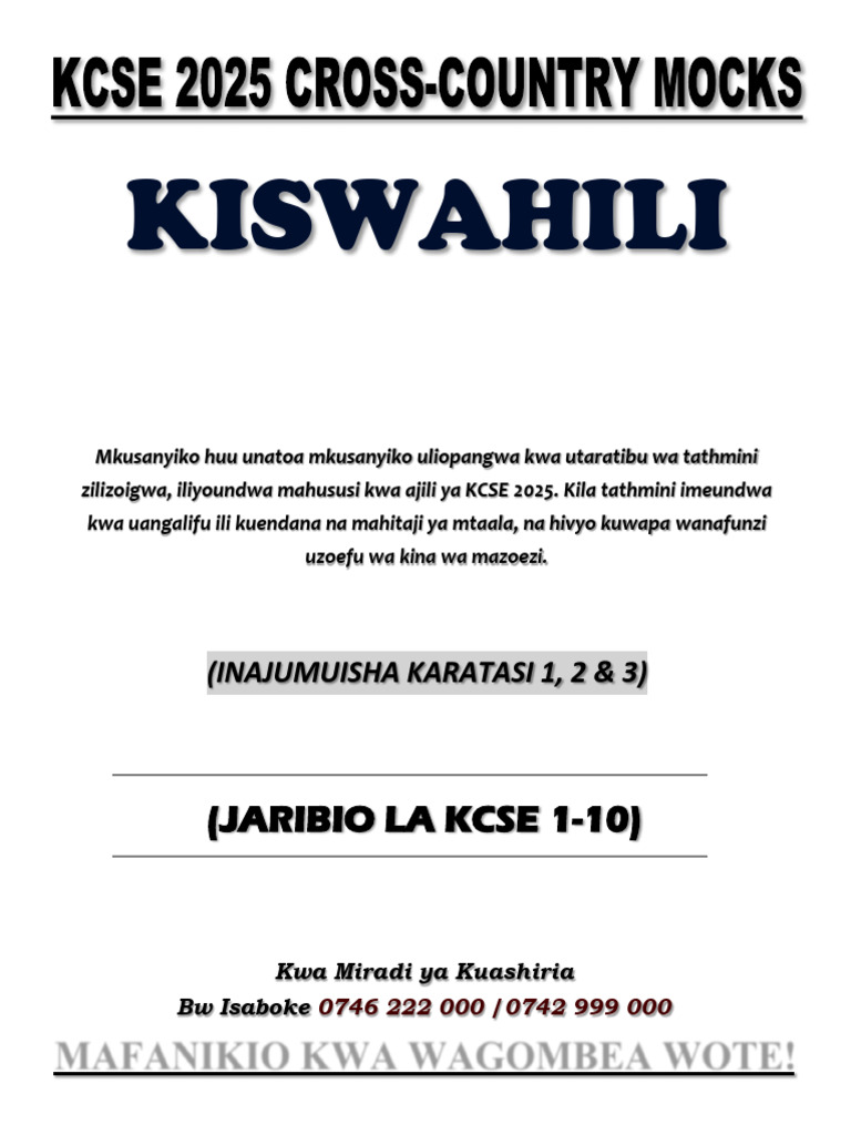 Kcse 2025 Kiswahili C-Country Mocks | PDF