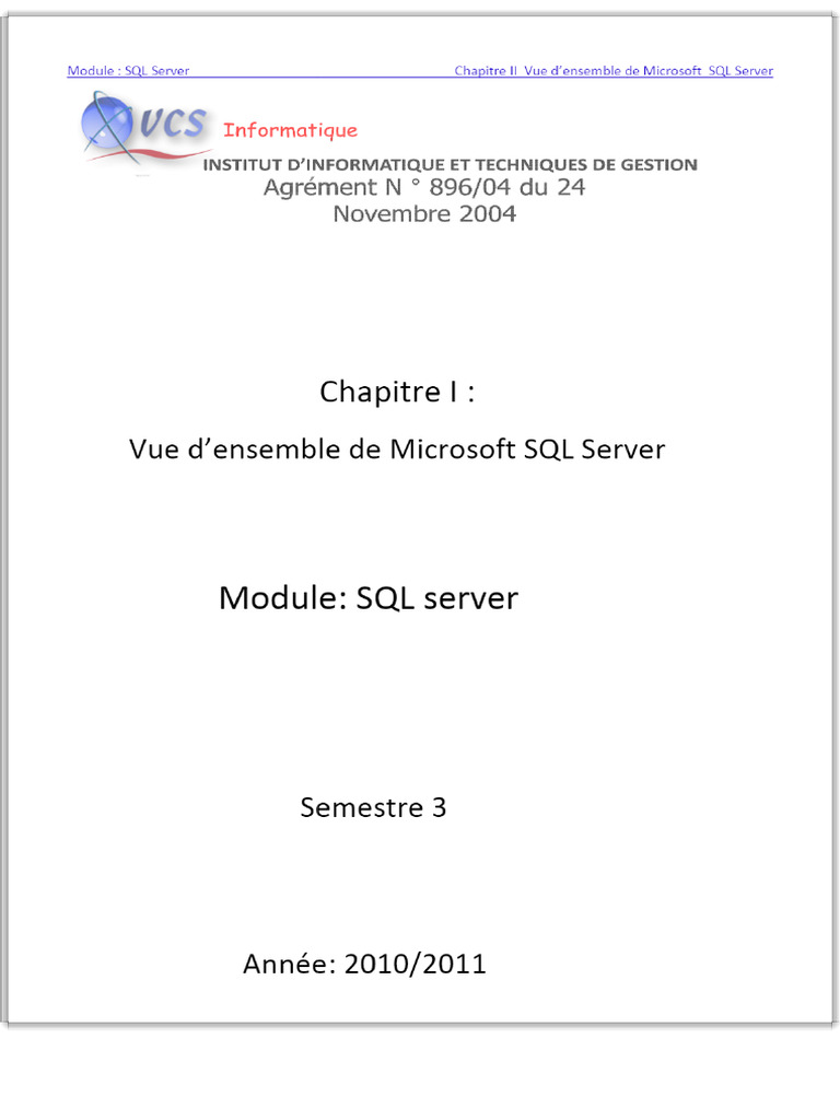 1 - Présentation de SQL Server - PDF | PDF
