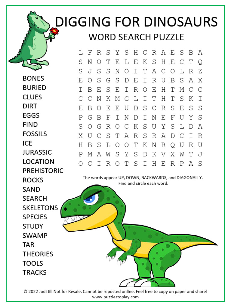 Dinosaur Word Search Puzzle | PDF