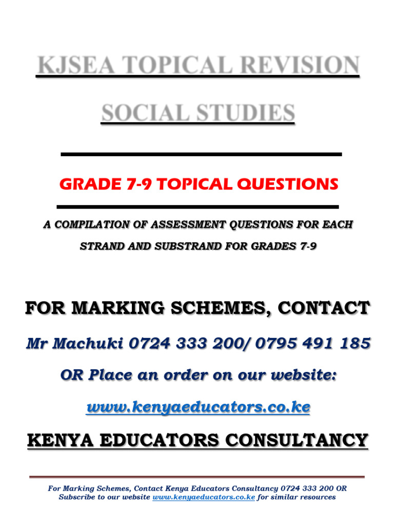 Grade 9 Kjsea SST Topical Revision New | PDF | Human Evolution | Self ...