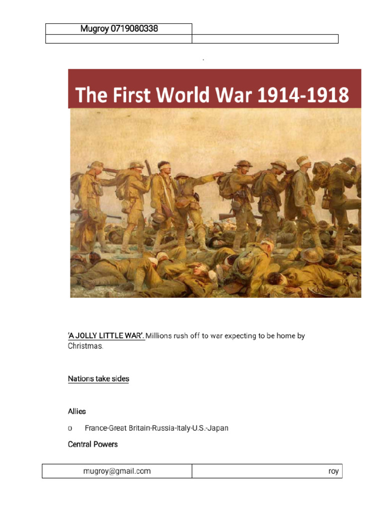 1.course of World War 1 Notes | PDF