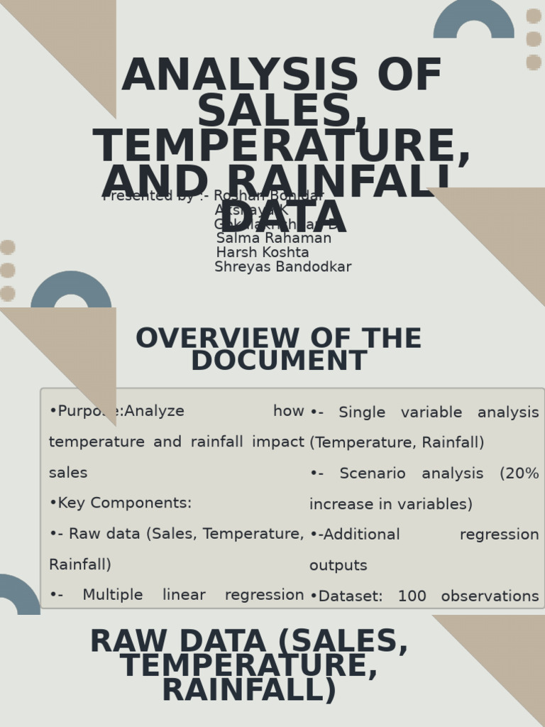 Analysis of Sales, Temperature, and Rainfall Data | PDF | Linear ...