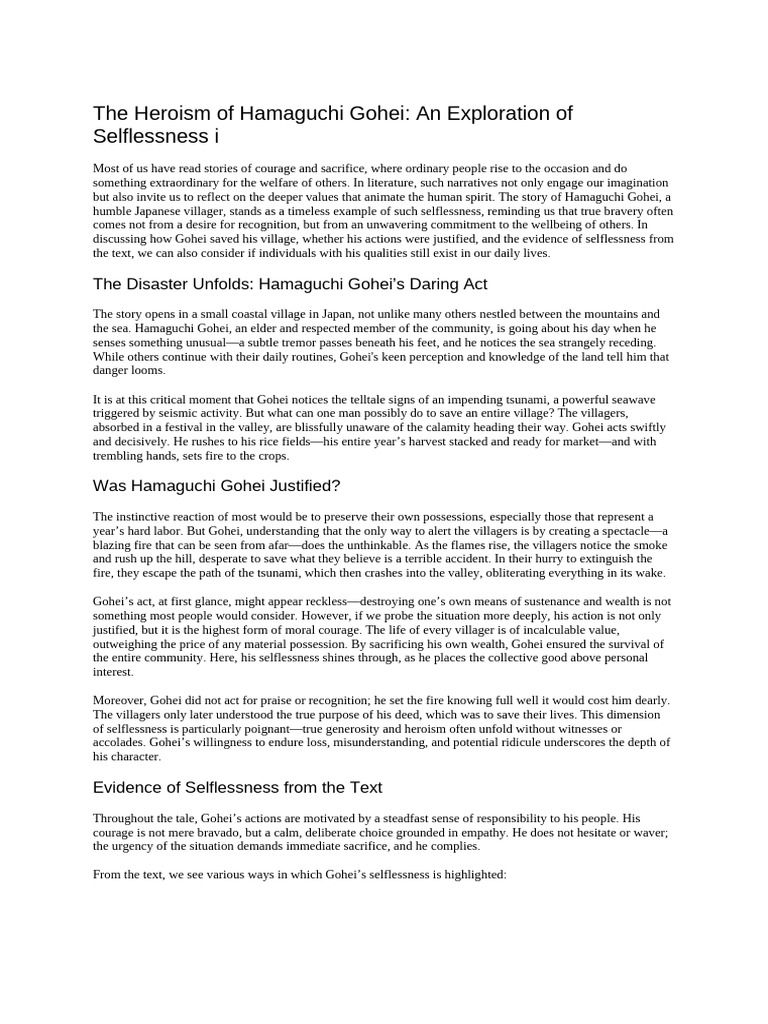 The Heroism of Hamaguchi Gohei_ an Exploration of Selflessness i | PDF ...