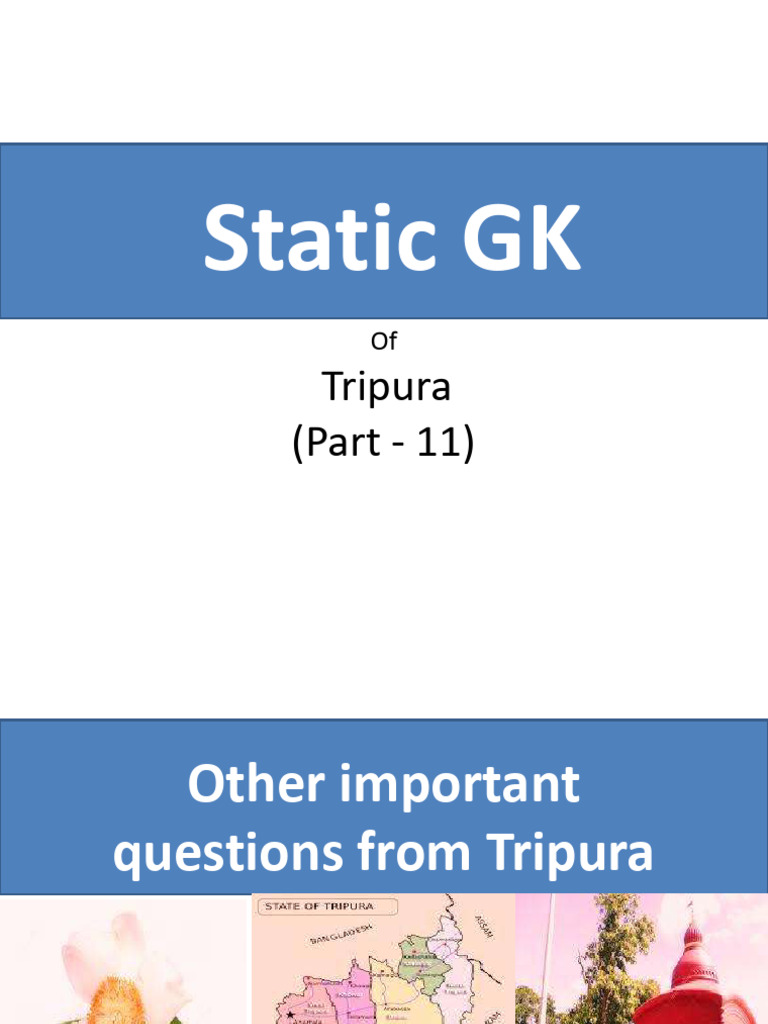 Static GK of Tripura Part - 11 | PDF