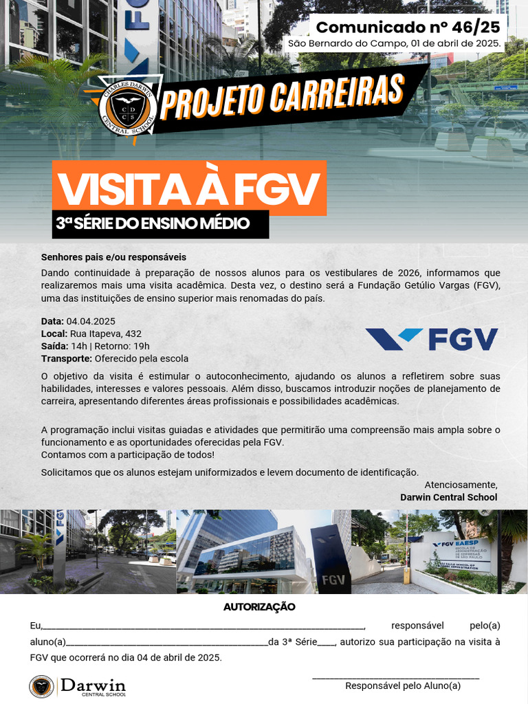 Visita à FGV: Preparação para Vestibulares | PDF