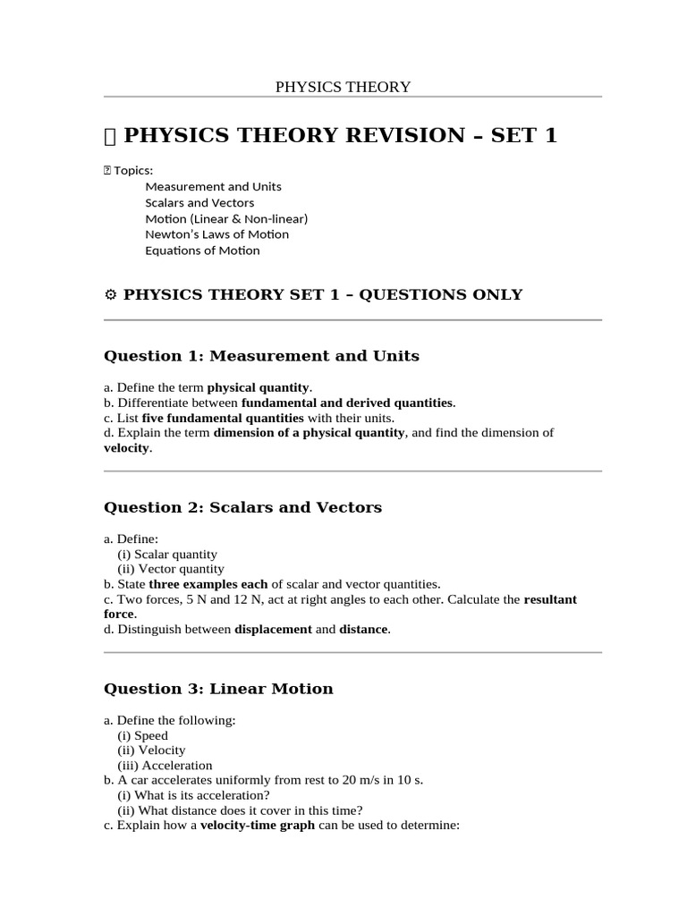 Comprehensive Physics Theory Revision Guide | PDF | Heat | Radioactive ...