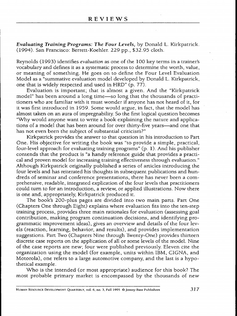 Evaluating Training Programs | PDF | Evaluation | Cognition