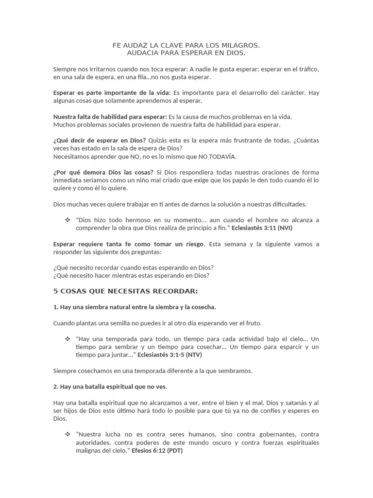 Fe Audaz La Clave para Los Milagros. | PDF | Dios | Oración