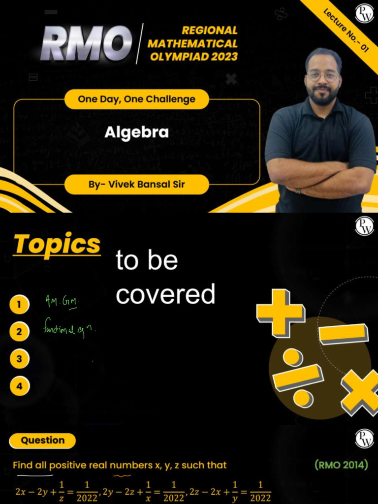 Algebra (RMO) 01 - Class Notes - (IOQM & RMO 2023) | PDF