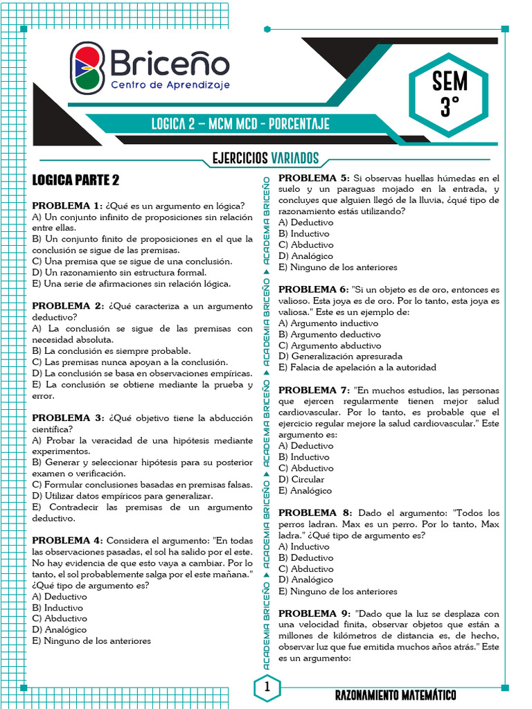 s3 RM - Logica Parte 2 | PDF | Razonamiento deductivo | Razonamiento inductivo