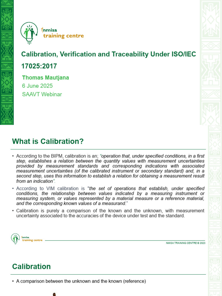 Calibration, Verification and Traceability Under ISO 17025 | PDF | Calibration | Verification ...