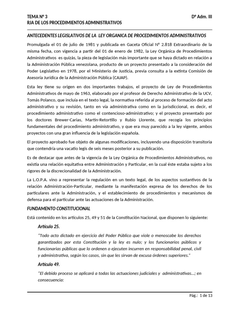 Guía de Administrativo Iii - Tema 3 - de Los Procedimientos Administrativos | PDF | Debido al ...