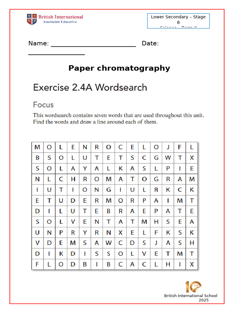 Paper Chromatography Worksheet | PDF