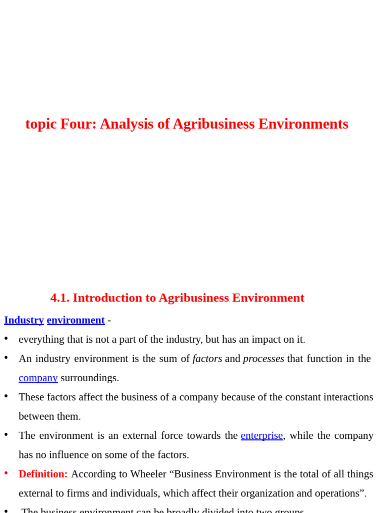 Agribusiness Environment and SWAT Analysis | PDF | Swot Analysis ...