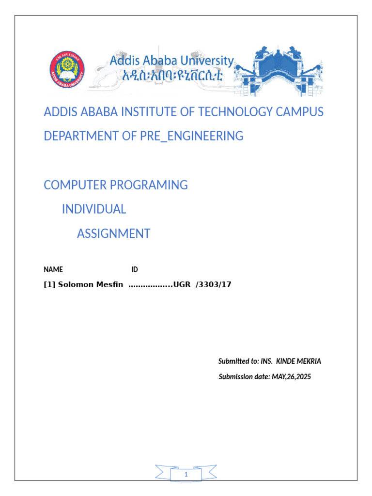 Solomon Mesfin - Cp-Assignment IV | PDF | Control Flow | Computing