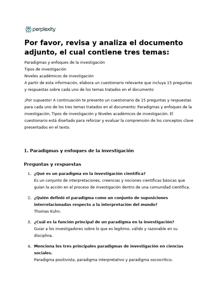 Por Favor, Revisa y Analiza El Documento Adjunto | PDF | Paradigma | Conocimiento