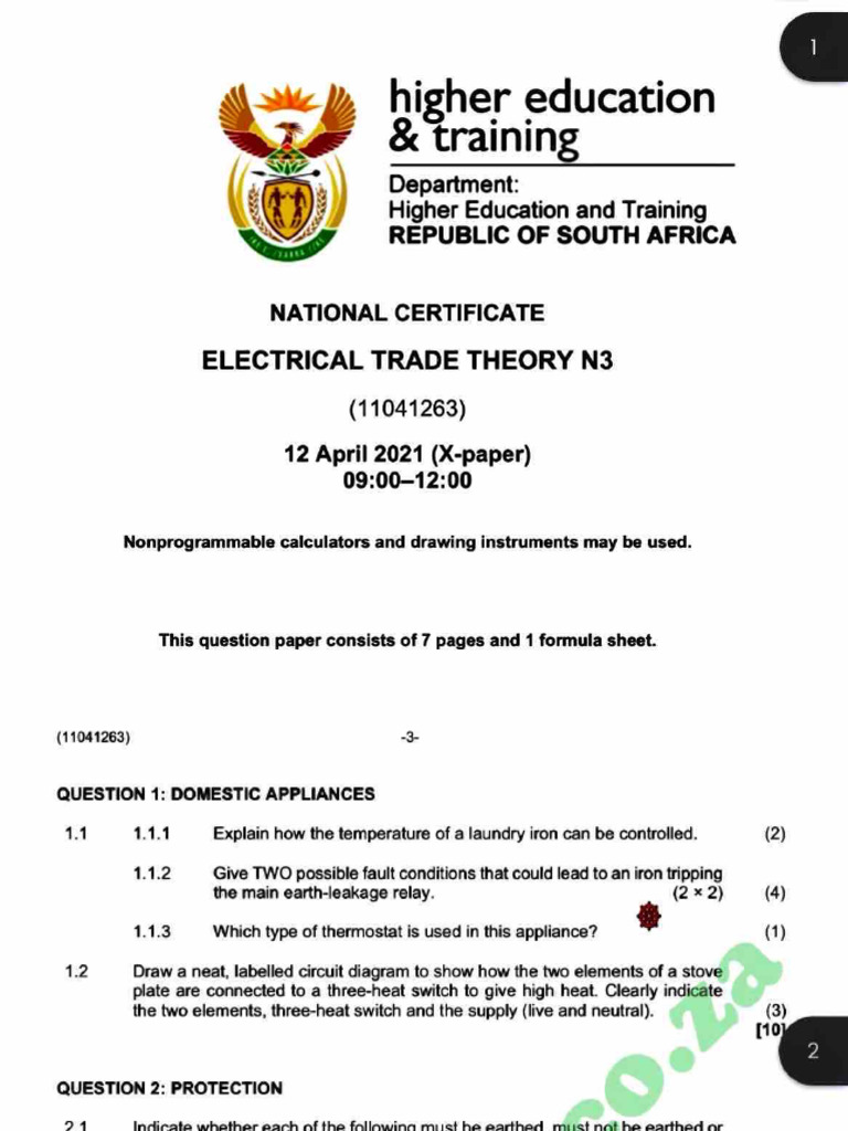 Electrical Trade Theory N3 Exam Paper | PDF | Manufactured Goods ...